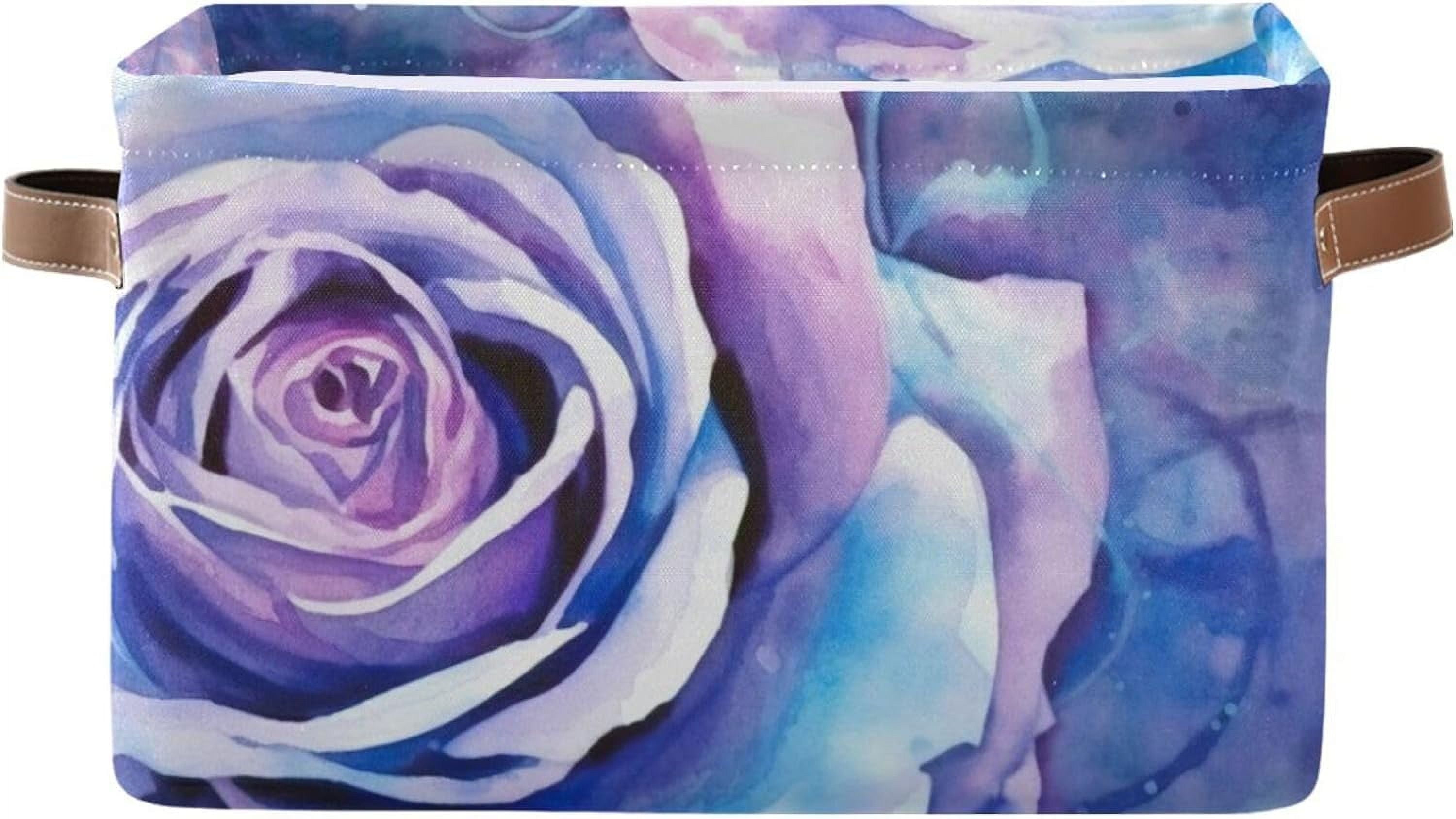 Coolnut Watercolor Rose Blue Storage Bins Foldable Canvas Fabric ...