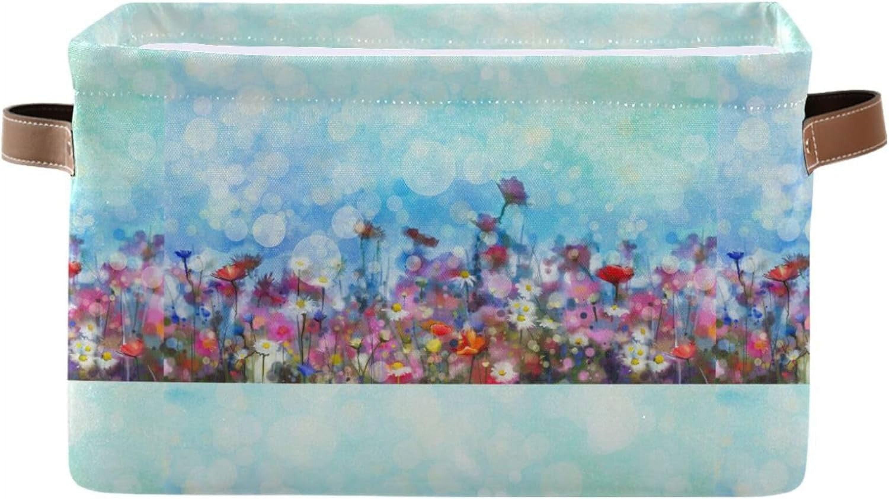 Coolnut Watercolor Spring Flowers Foldable Canvas Storage Bin, Sturdy ...