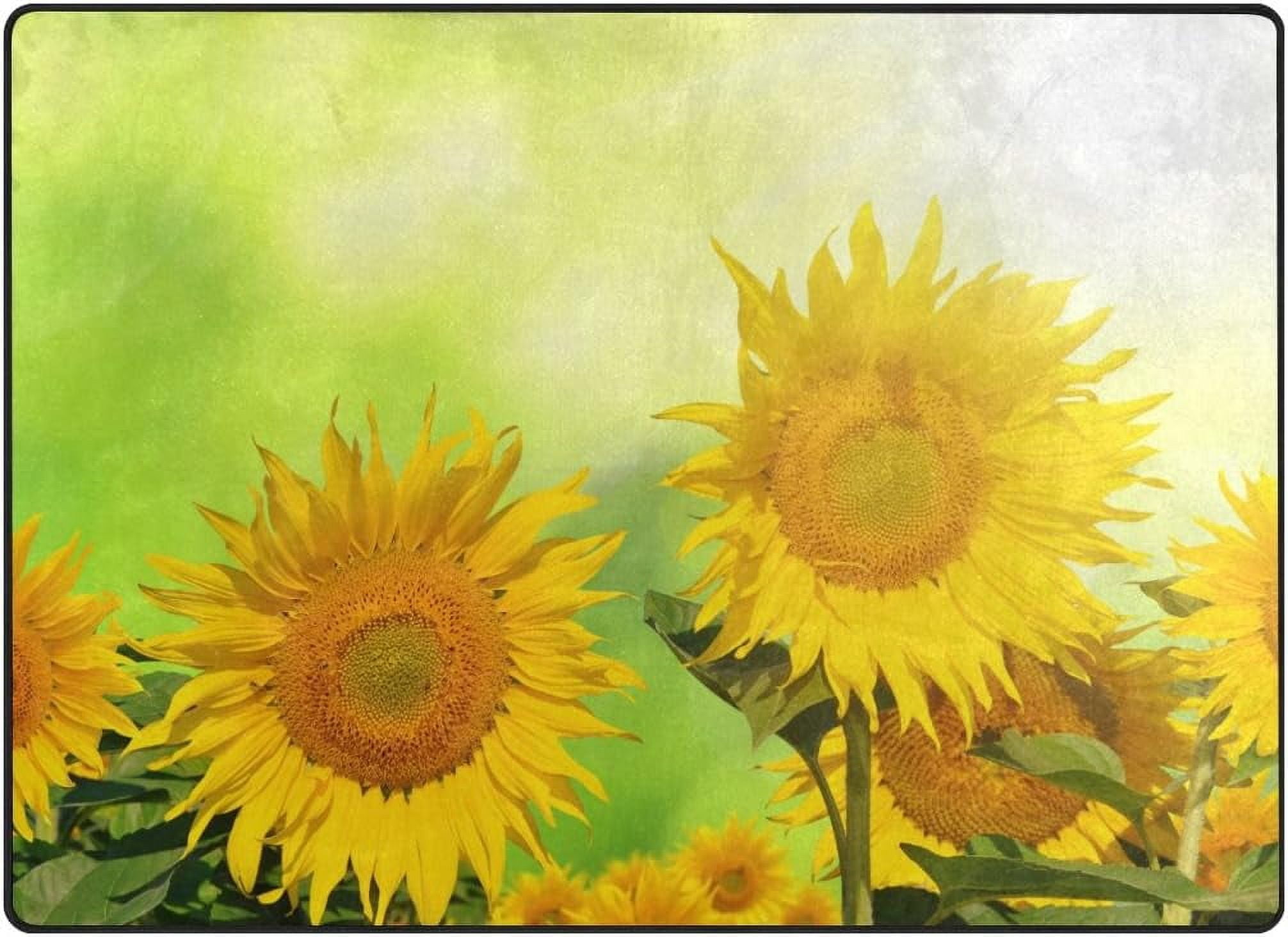 Coolnut Watercolor Sunflowers 80 x 58 inches Lightweight Soft Area Rug ...