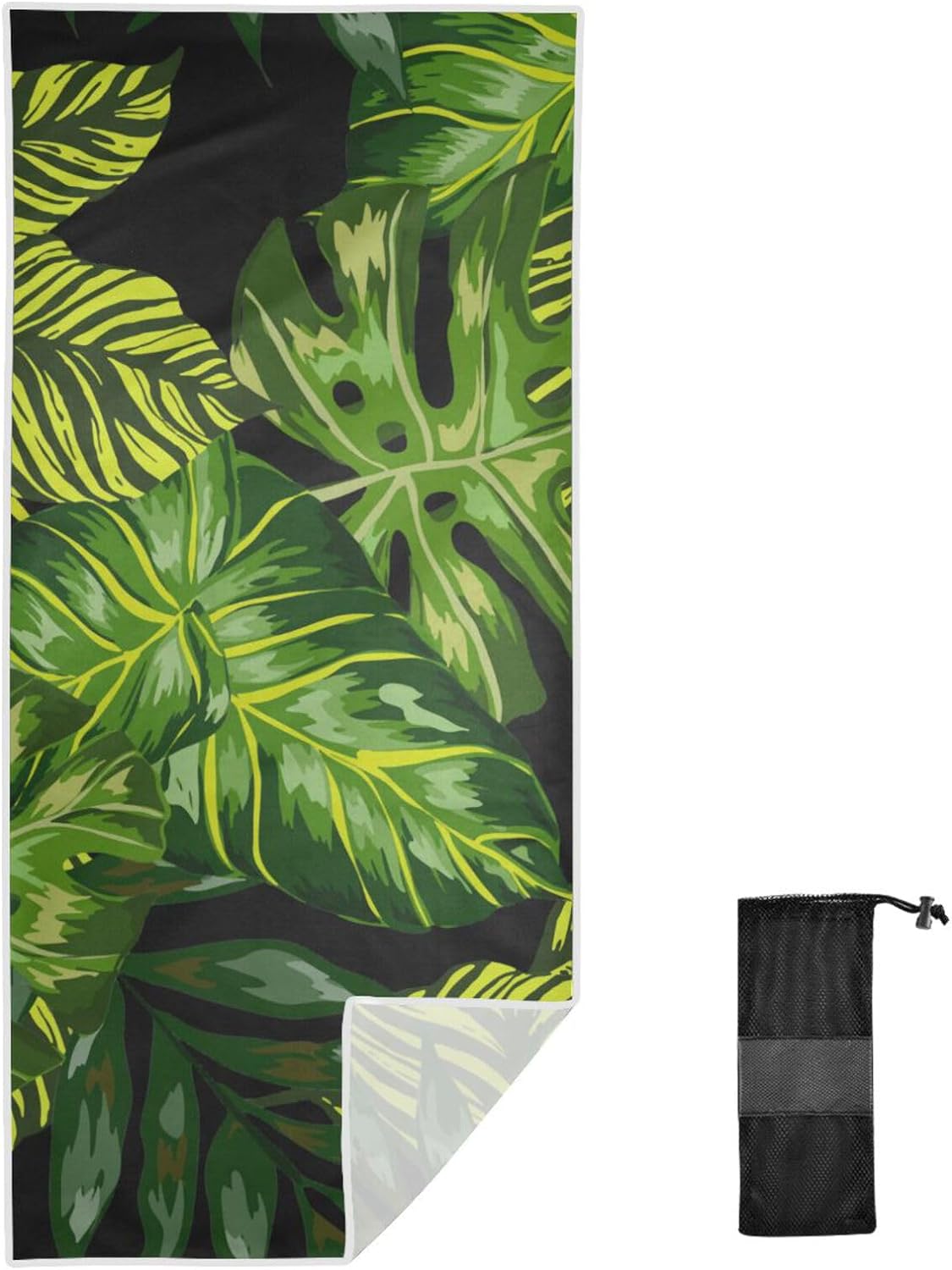 Coolnut Watercolor Tropical Leaves Microfiber Beach Towel 60x30in ...