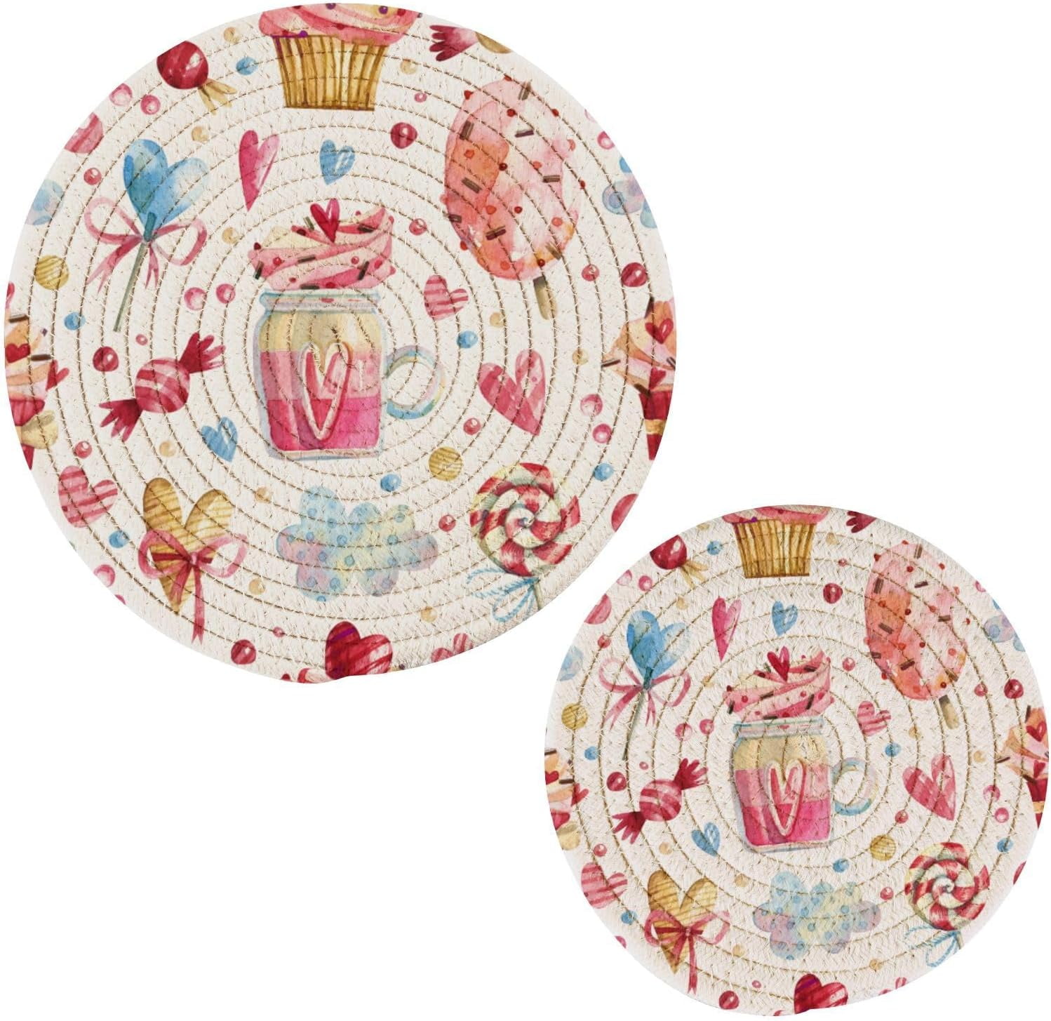 Coolnut Watercolor Valentines Day Trivets Pot Holders Set of 2 ...