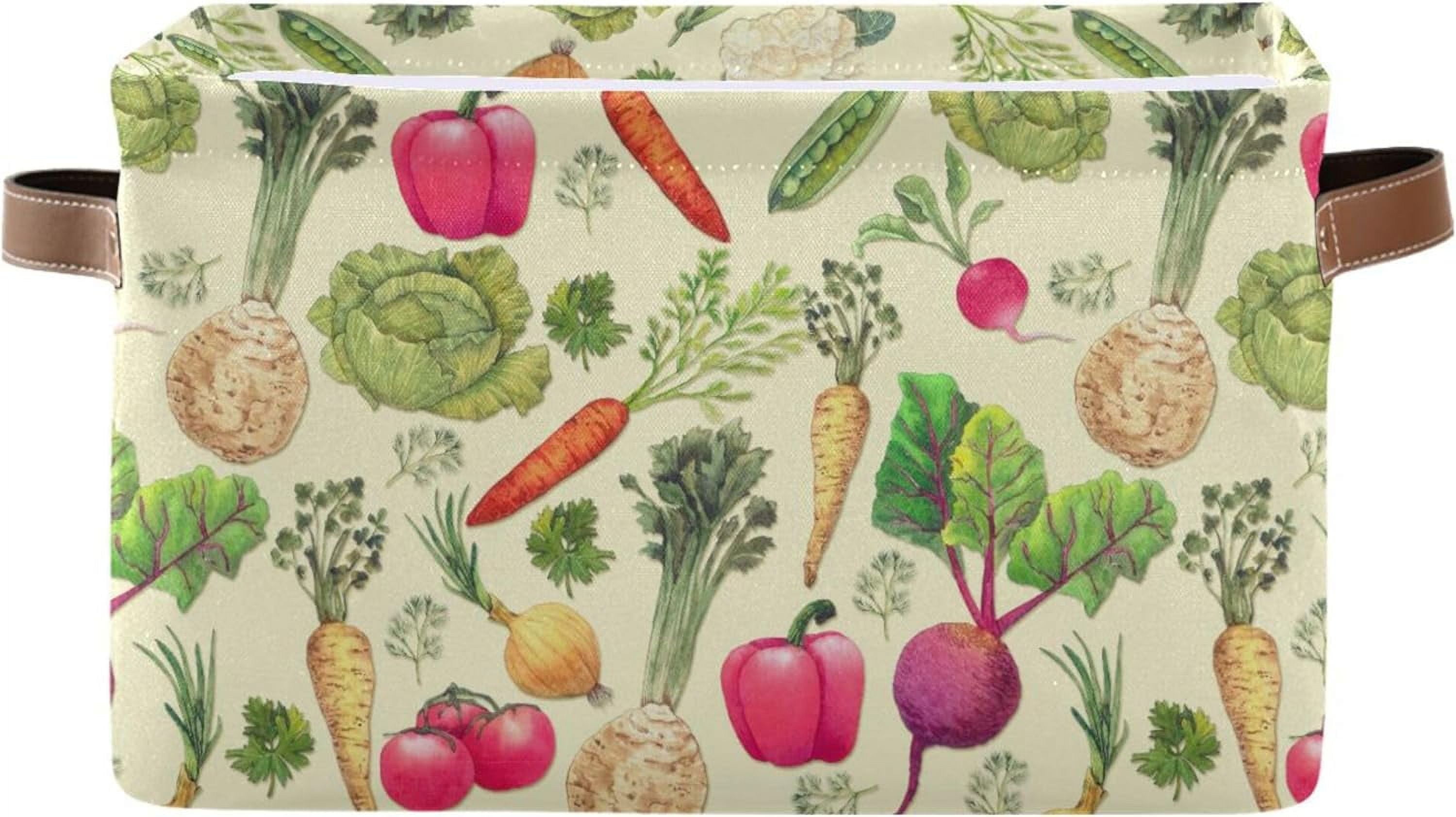 Coolnut Watercolor Vegetables Storage Basket Foldable Storage Bin 2 ...