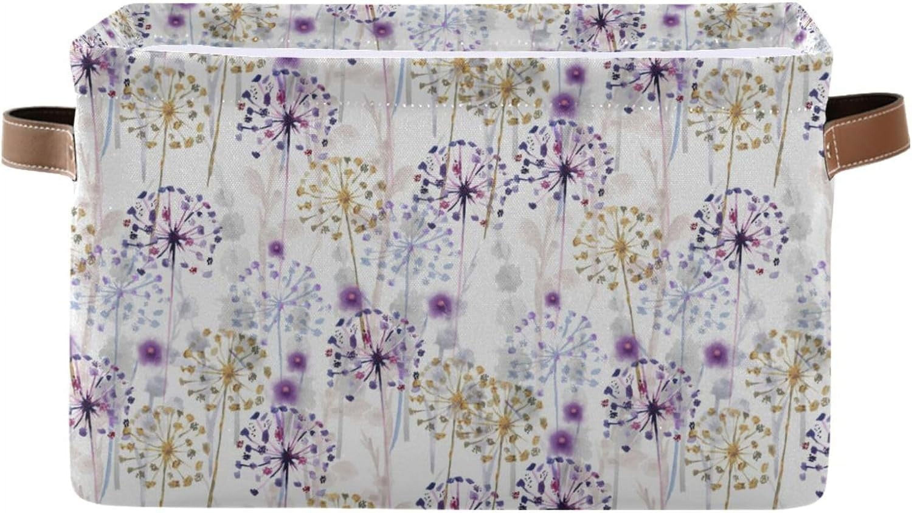 Coolnut Watercolour Dandelion Foldable Canvas Storage Bin, Sturdy ...