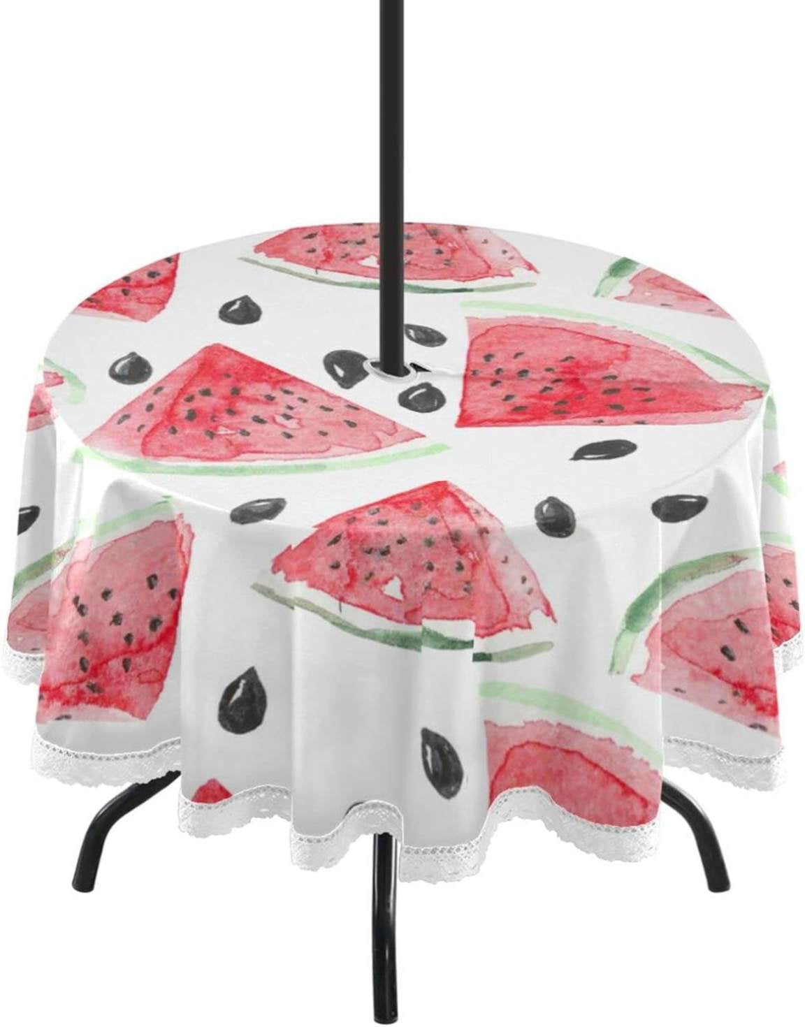 Coolnut Watermelon Round Tablecloth with Zipper Umbrella Hole ...