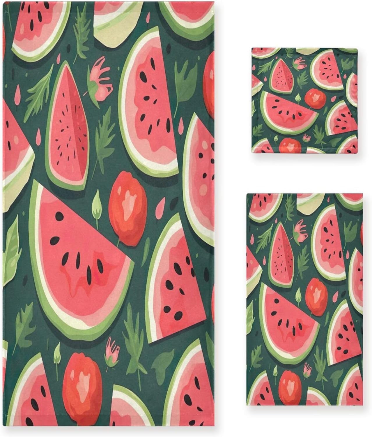 Coolnut Watermelon Slice Bathroom Towel Set of 3 with Hand Towel, Wash ...