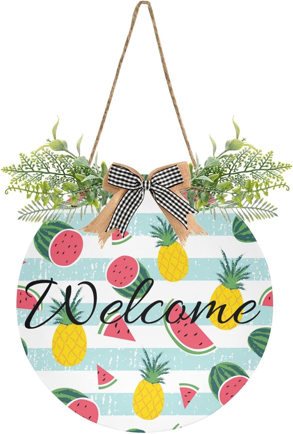 Coolnut Watermelon and Pineapple Welcome Sign for Front Door, Round ...