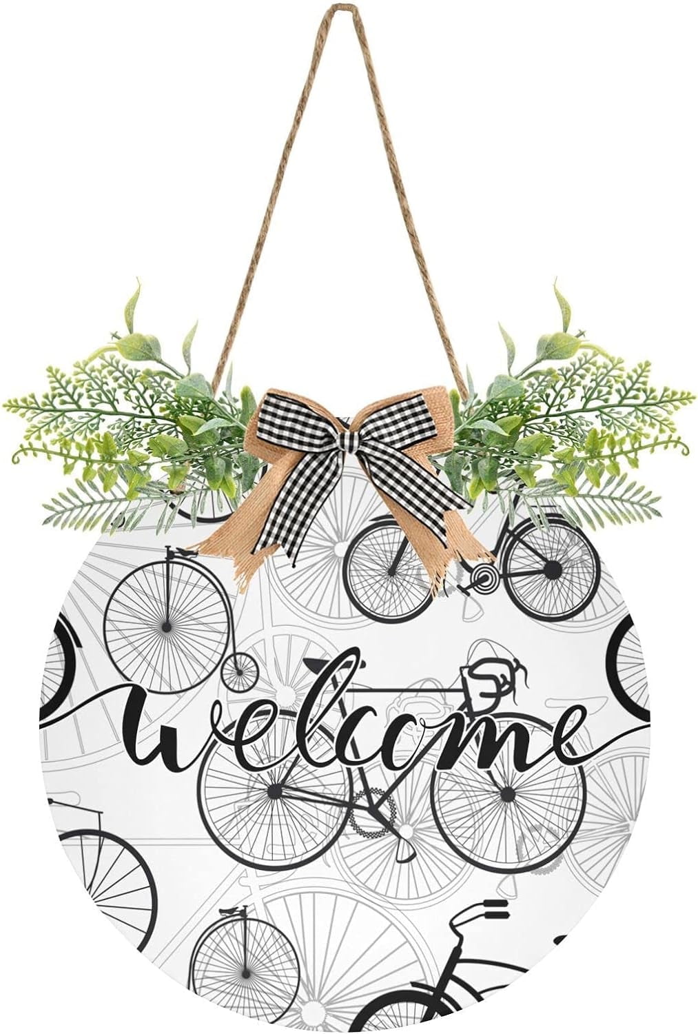 Coolnut Welcome Art Bike Welcome Sign for Front Door, Rustic Wooden ...