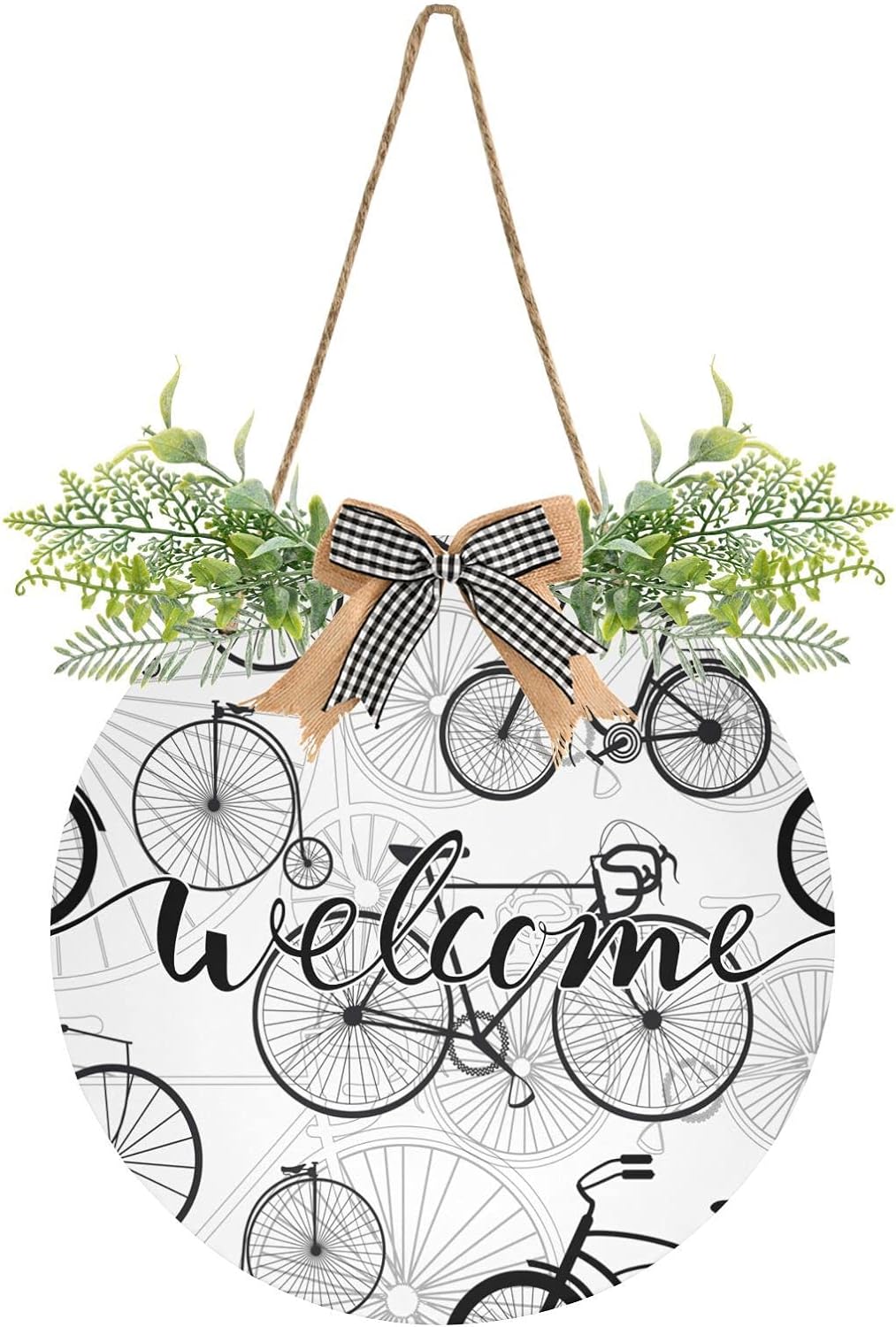 Coolnut Welcome Art Bike Welcome Sign for Front Door, Rustic Wooden ...