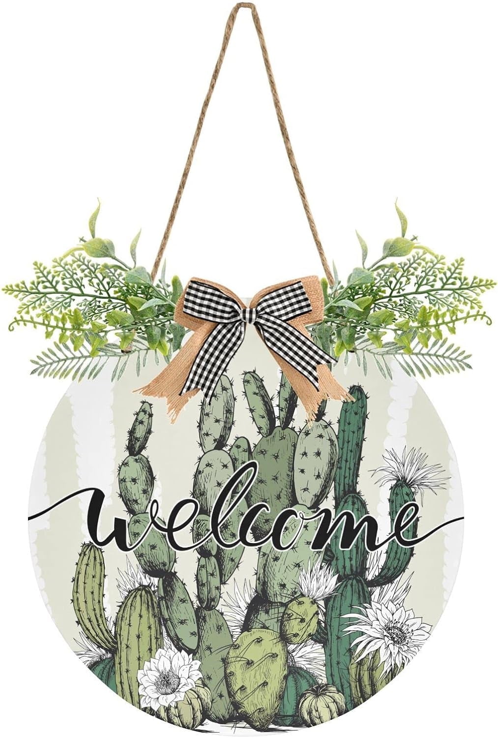 Coolnut Welcome Cactus Plants Flowers Welcome Sign for Front Door ...
