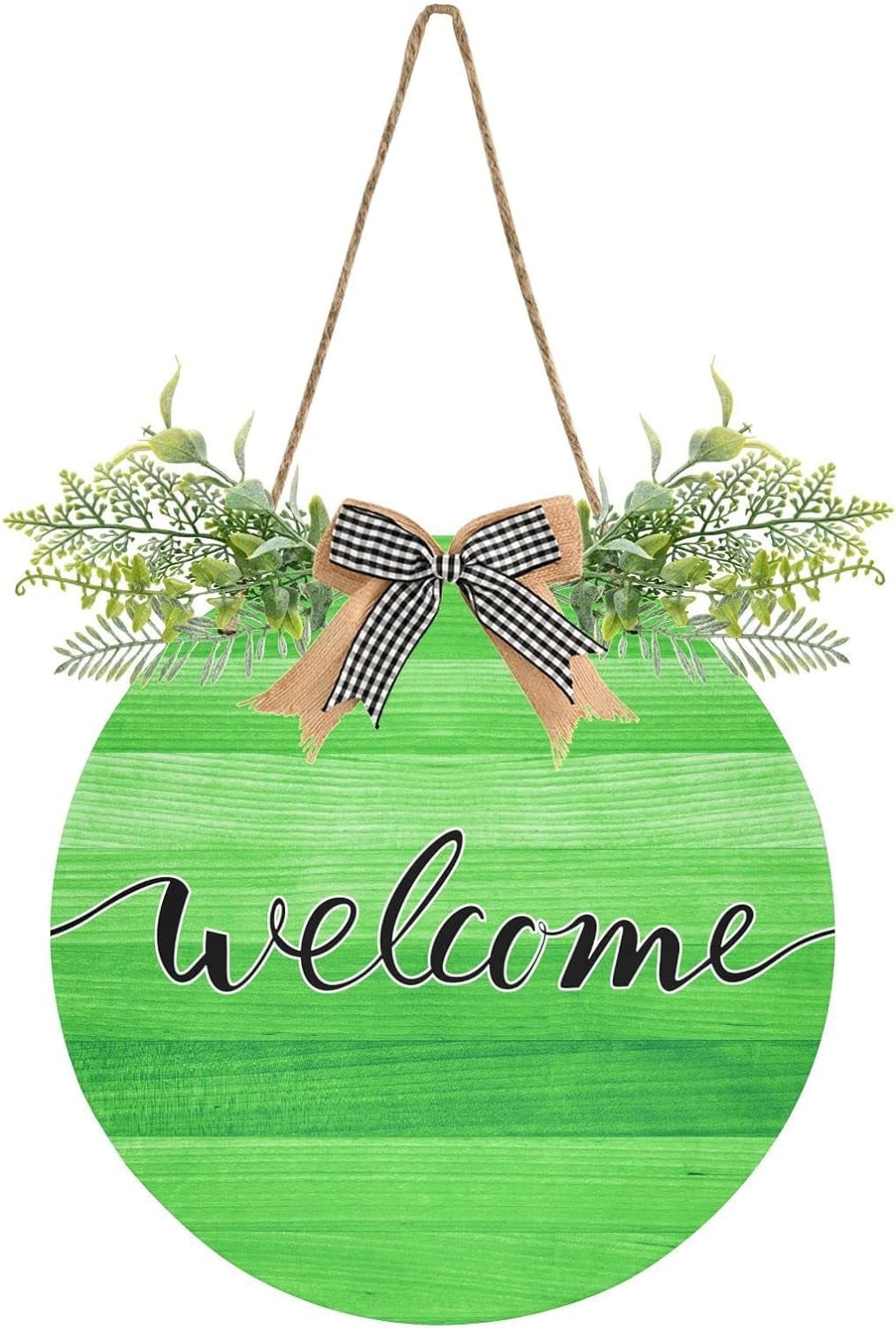 Coolnut Welcome Clover Green Wooden Pattern Welcome Sign for Front Door ...