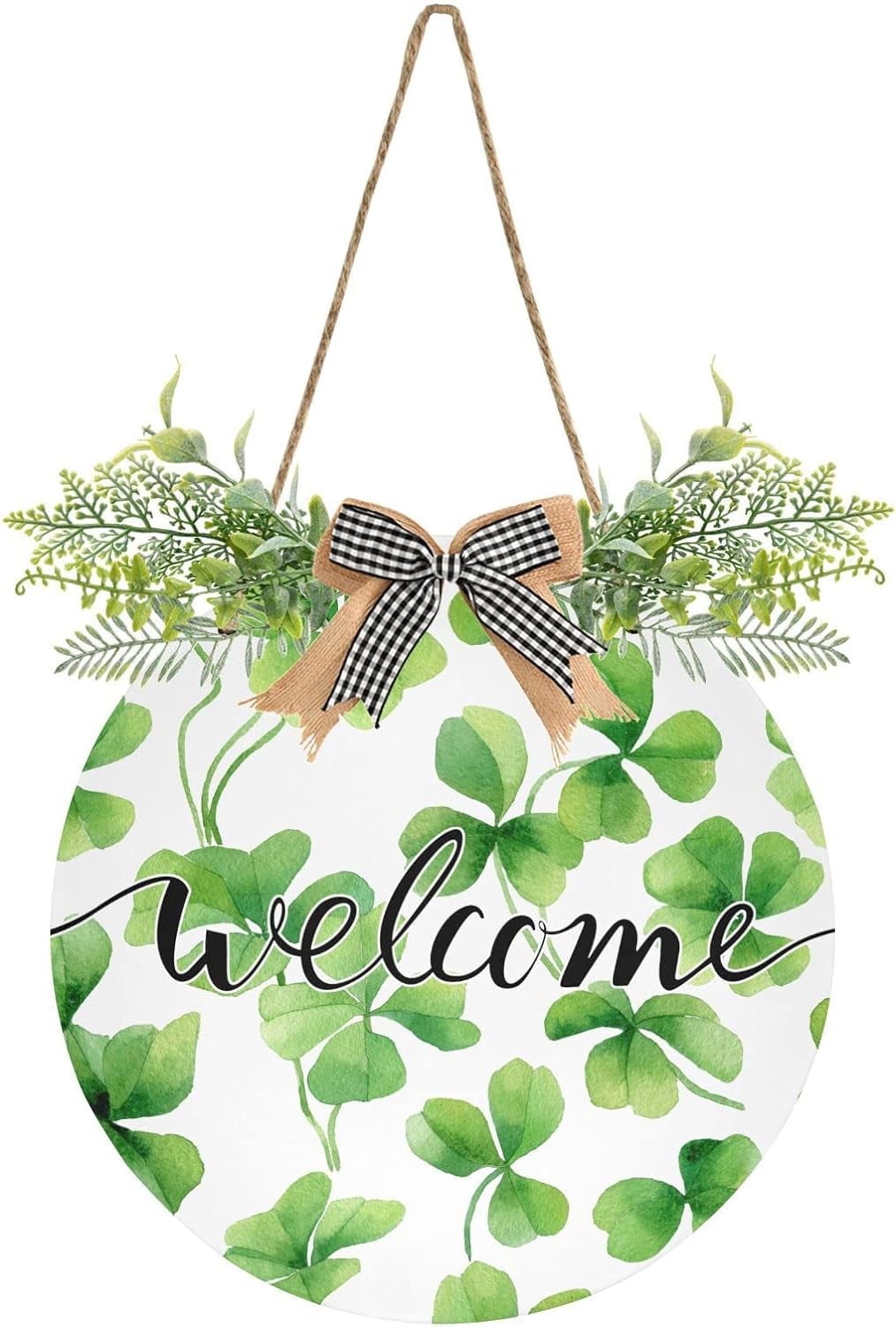 Coolnut Welcome Clover Leaves Welcome Sign for Front Door, Rustic ...