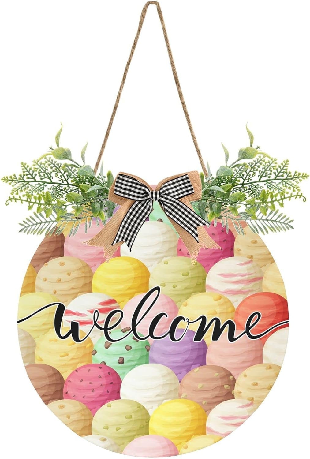 Coolnut Welcome Colorful Ball Ice Cream Welcome Sign for Front Door ...