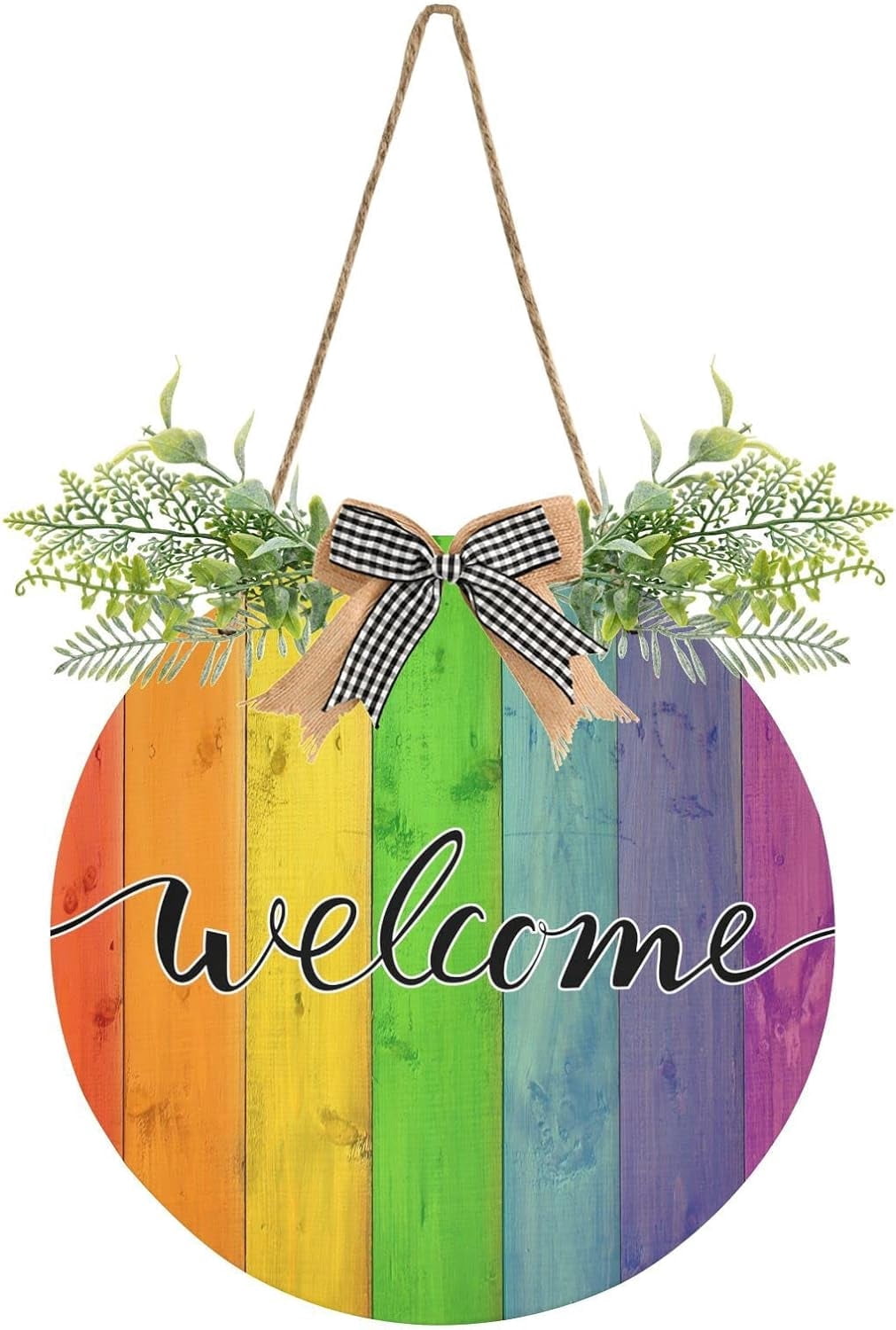 Coolnut Welcome Colorful Wooden Pattern Welcome Sign for Front Door ...