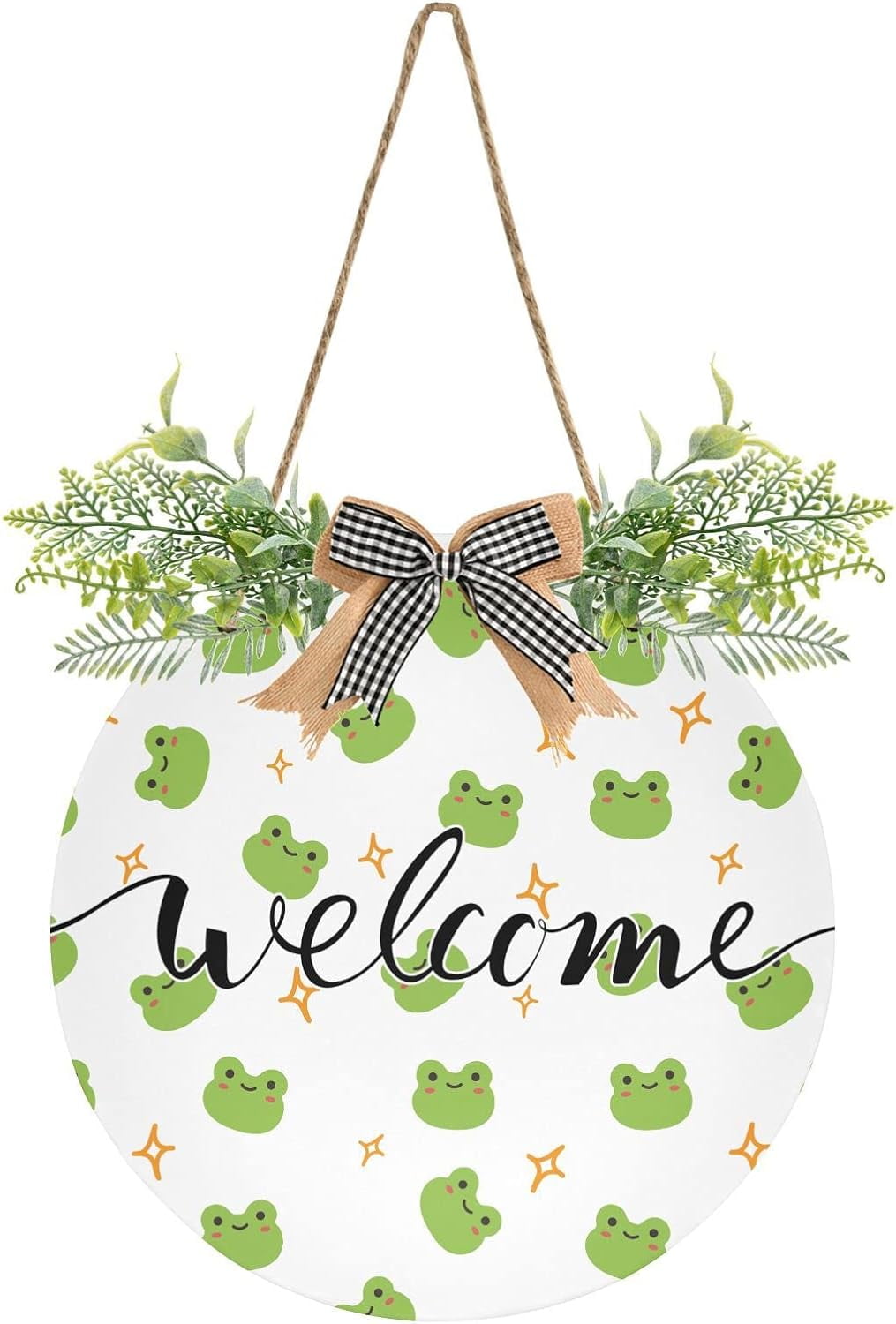 Coolnut Welcome Cute Frog Welcome Sign for Front Door, Rustic Wooden ...