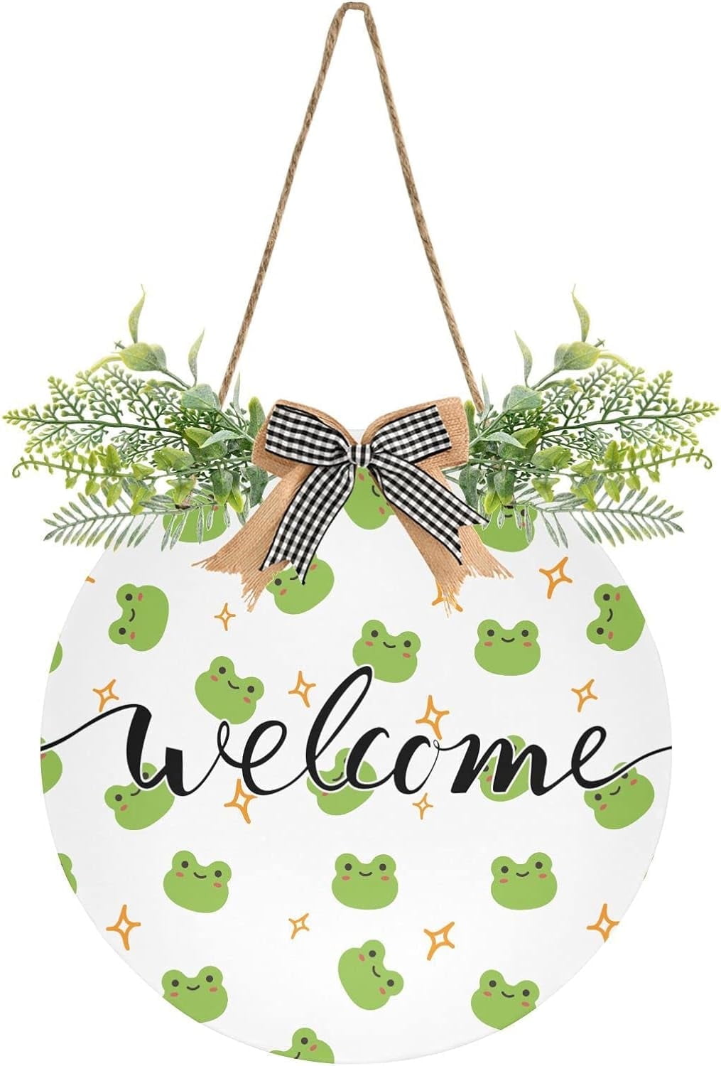 Coolnut Welcome Cute Frog Welcome Sign for Front Door, Rustic Wooden ...