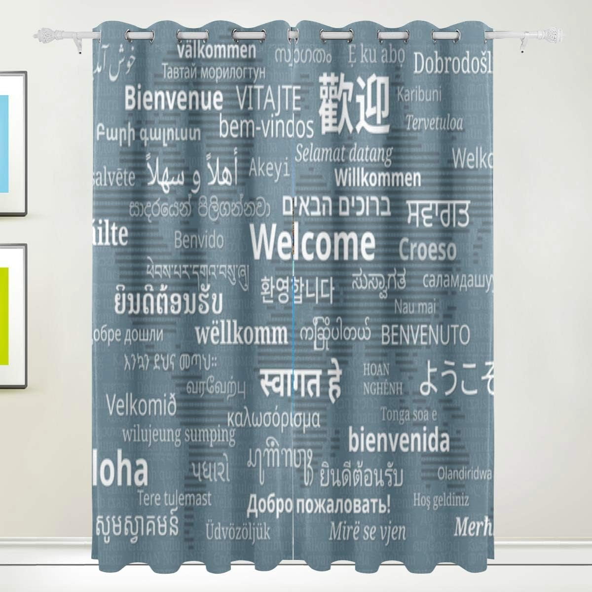 Coolnut Welcome Design On Grey Thermal Insulated Blackout Grommet ...