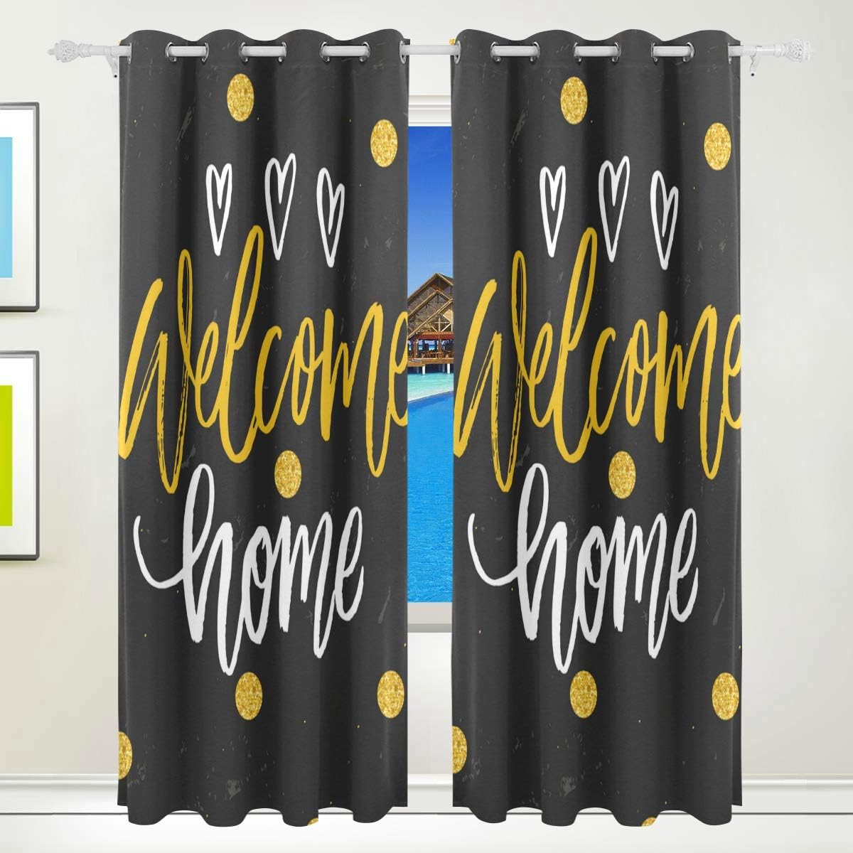 Coolnut Welcome Home Thermal Insulated Blackout Grommet Window Curtain ...