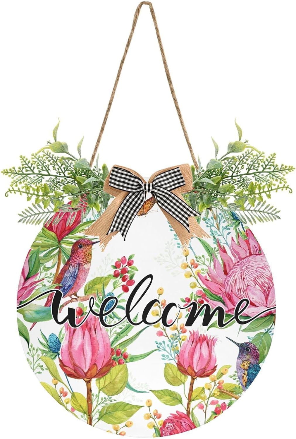 Coolnut Welcome Hummingbird Garden Welcome Sign for Front Door, Rustic ...