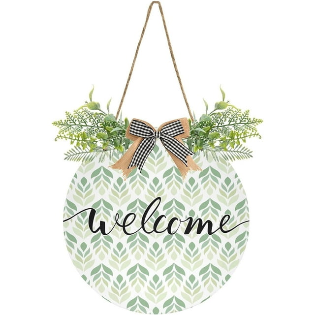 Coolnut Welcome Leaf Print Welcome Sign for Front Door, Rustic Wooden ...