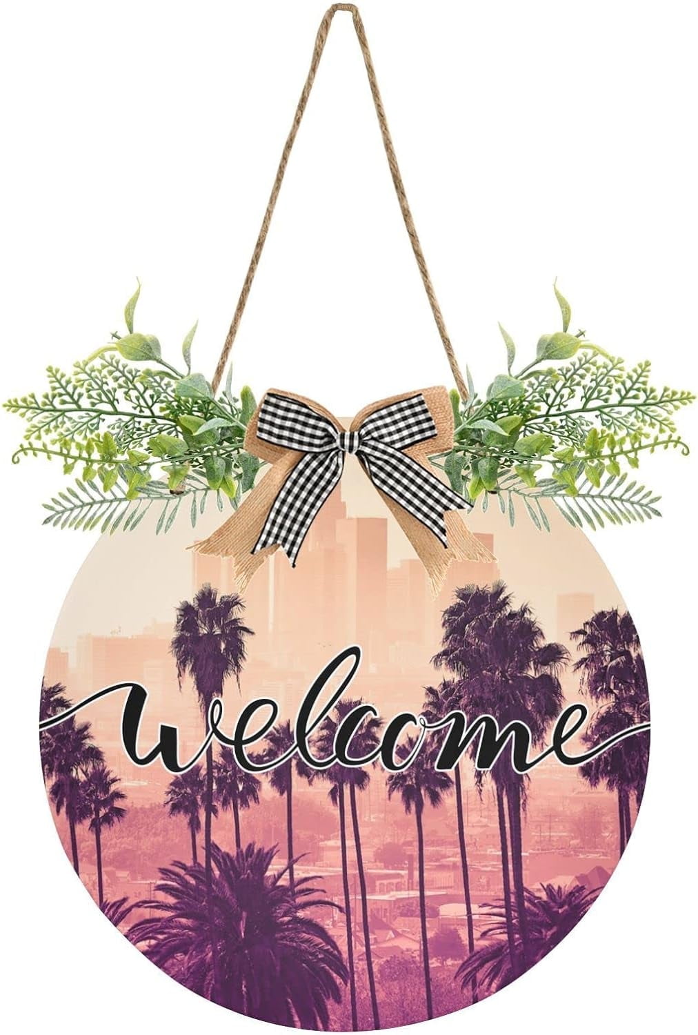Coolnut Welcome Palm Tree Welcome Sign for Front Door, Rustic Wooden ...