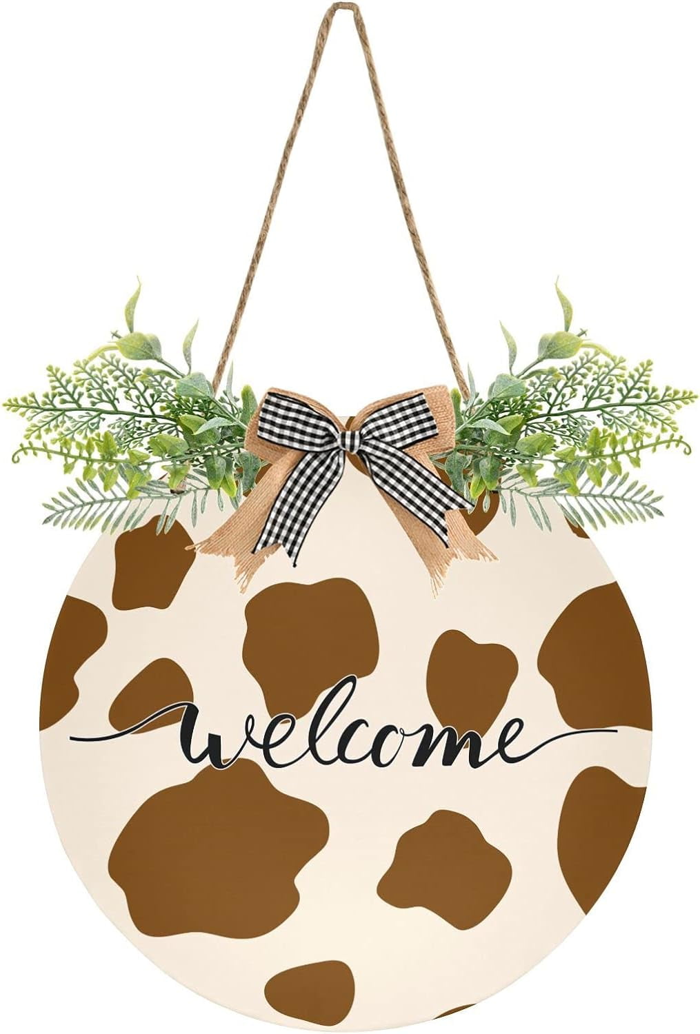 Coolnut Welcome Sign Hanging Plaque Sign Animal Cow Print Porch Wall ...