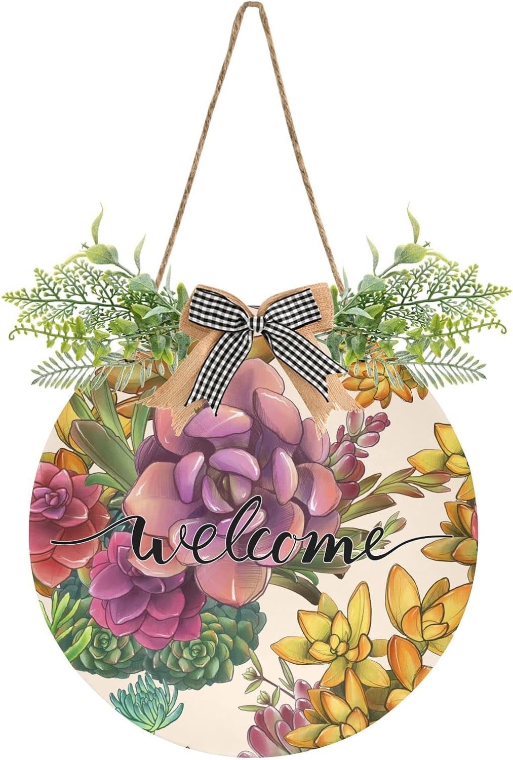 Coolnut Welcome Sign Hanging Plaque Sign Botanical Succulents Porch ...