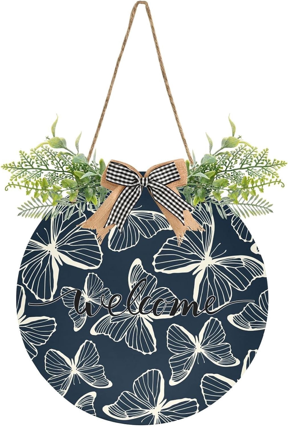 Coolnut Welcome Sign Hanging Plaque Sign Butterfly Black Porch Wall ...