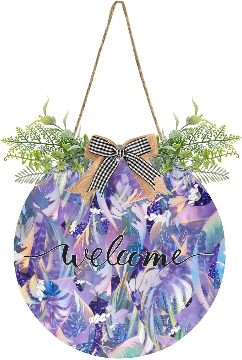 Coolnut Welcome Sign Hanging Plaque Sign Butterfly Purple Porch Wall ...