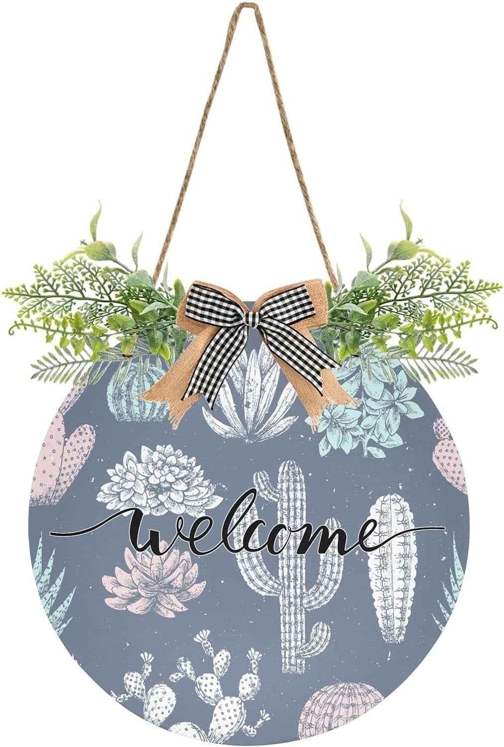 Coolnut Welcome Sign Hanging Plaque Sign Cactus Pattern Porch Wall ...