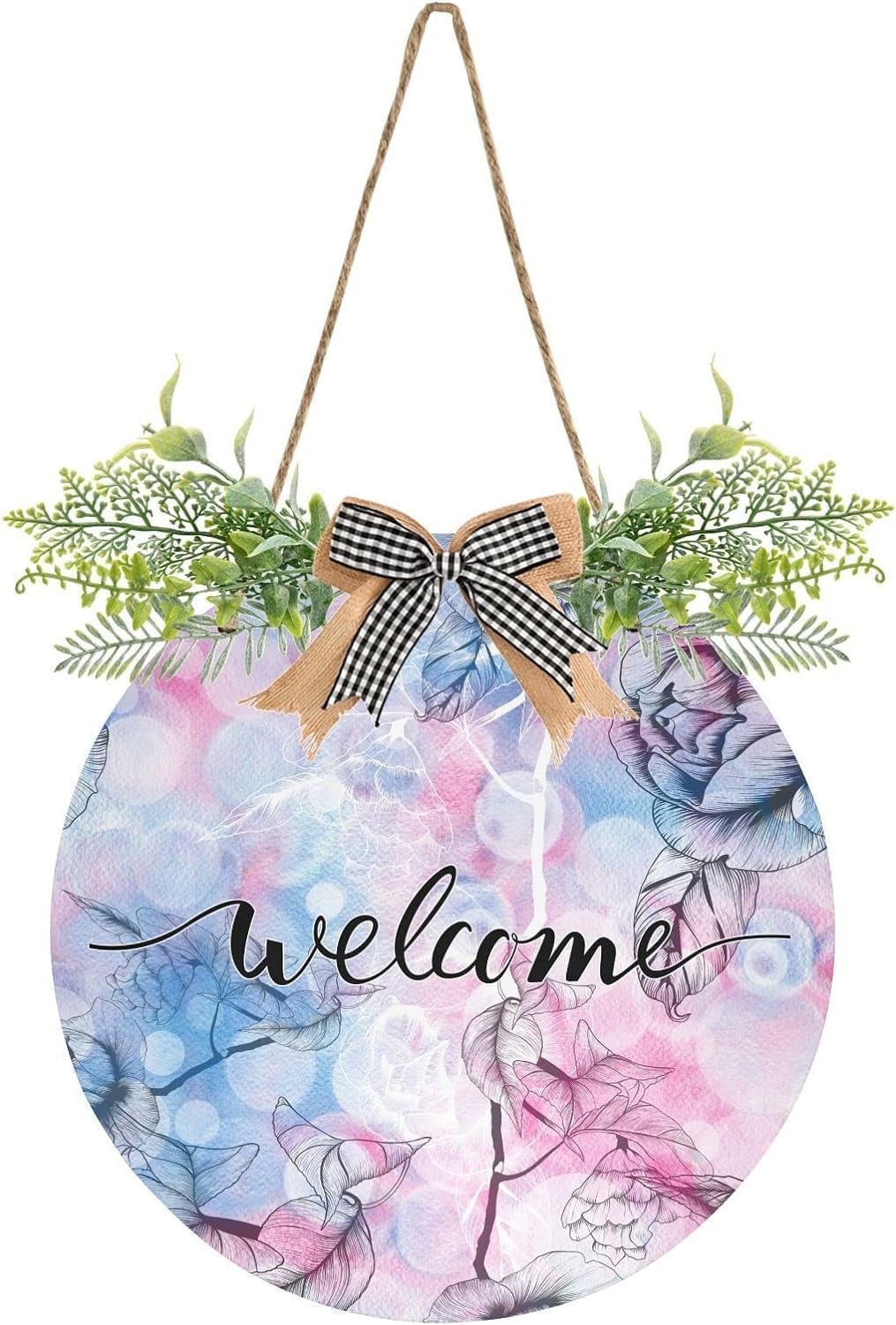 Coolnut Welcome Sign Hanging Plaque Sign Camellia Flowers Branch Porch ...