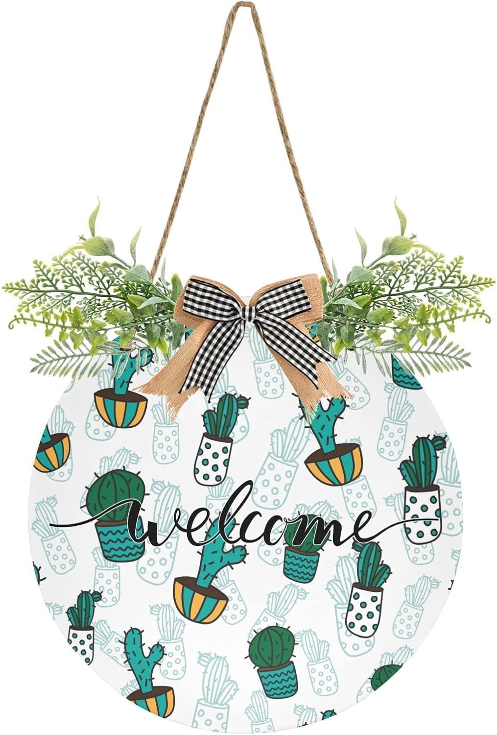 Coolnut Welcome Sign Hanging Plaque Sign Cartoon Cactus Porch Wall ...