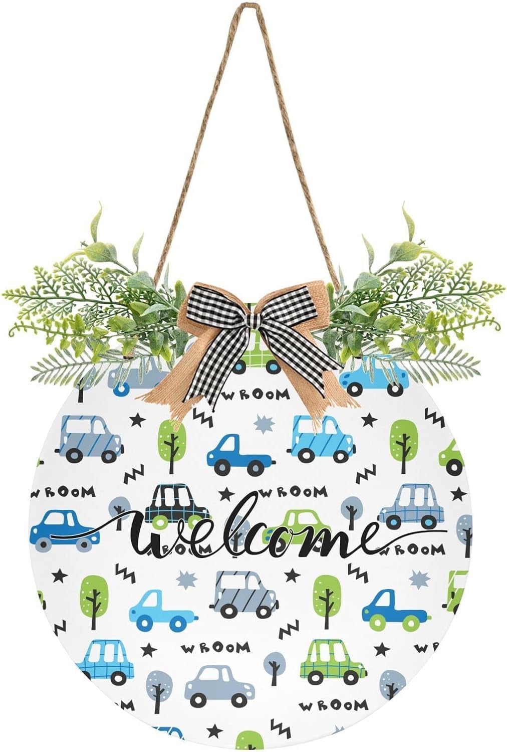 Coolnut Welcome Sign Hanging Plaque Sign Cartoon Cars Porch Wall Front ...