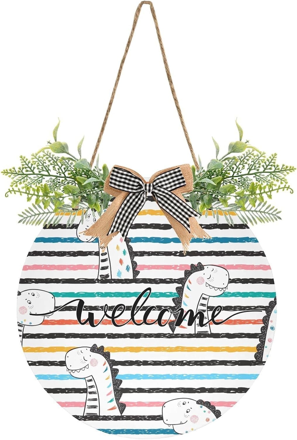 Coolnut Welcome Sign Hanging Plaque Sign Cartoon Cute Dinosaurs Porch ...