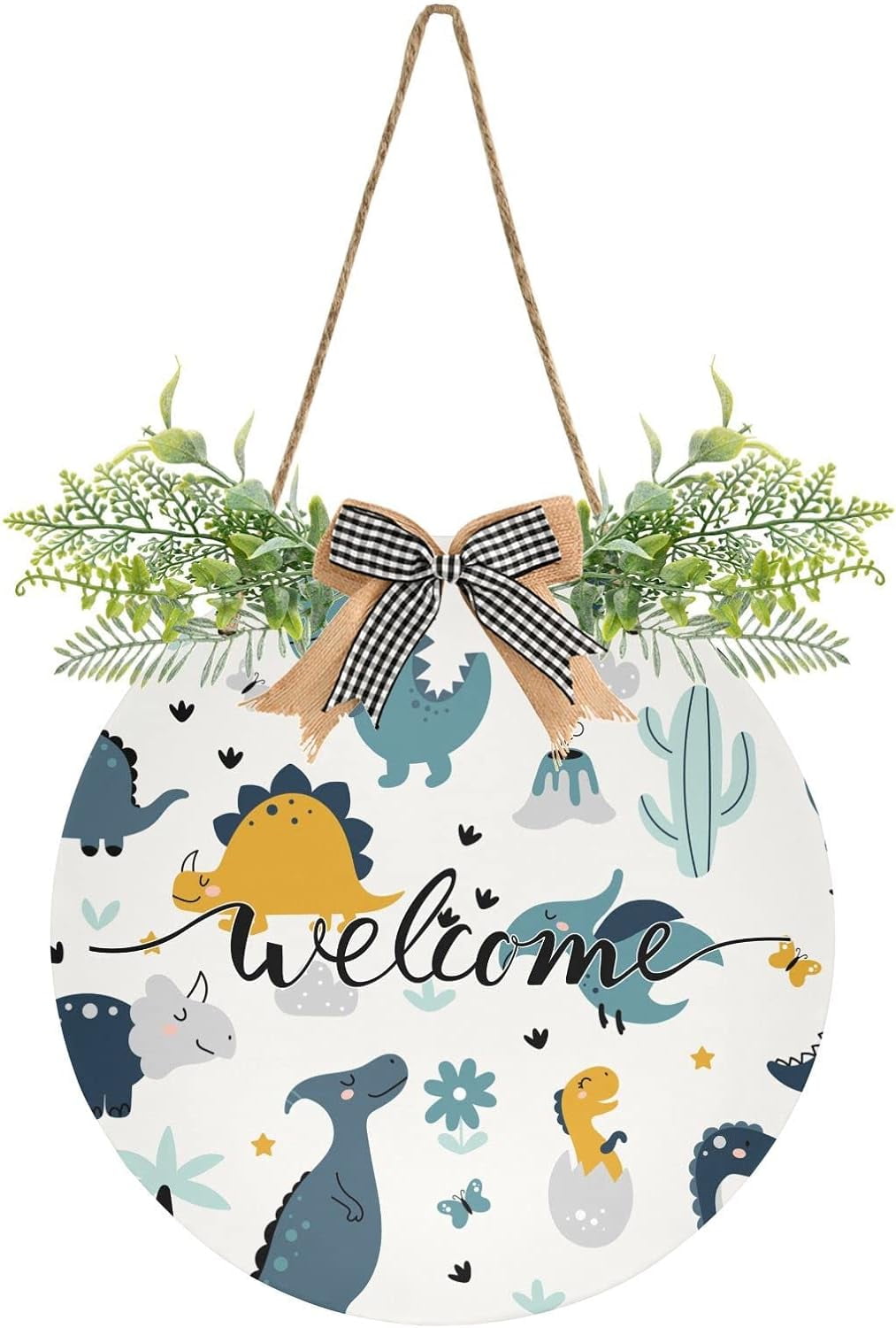 Coolnut Welcome Sign Hanging Plaque Sign Cartoon Dinosaurs Porch Wall ...