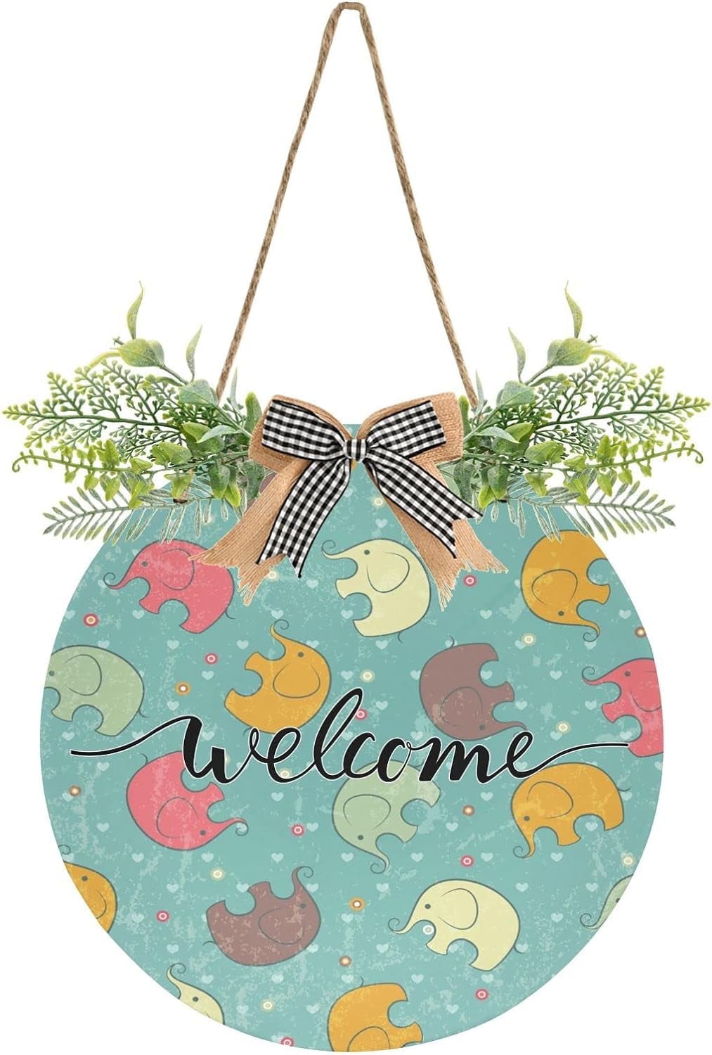 Coolnut Welcome Sign Hanging Plaque Sign Cartoon Elephant Porch Wall ...
