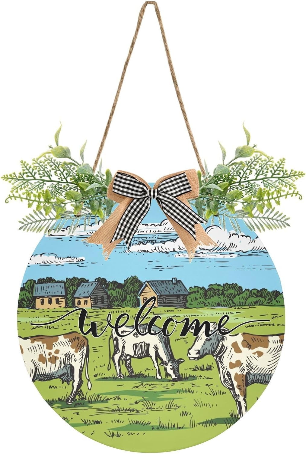 Coolnut Welcome Sign Hanging Plaque Sign Cartoon Farm Porch Wall Front ...