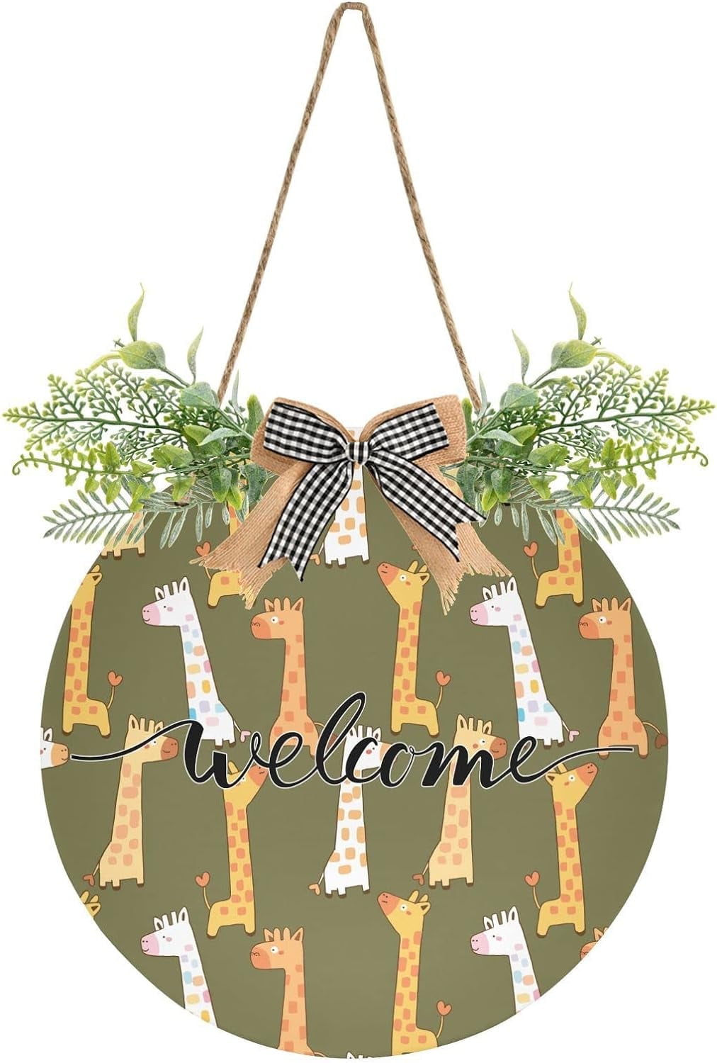 Coolnut Welcome Sign Hanging Plaque Sign Cartoon Giraffe Porch Wall ...