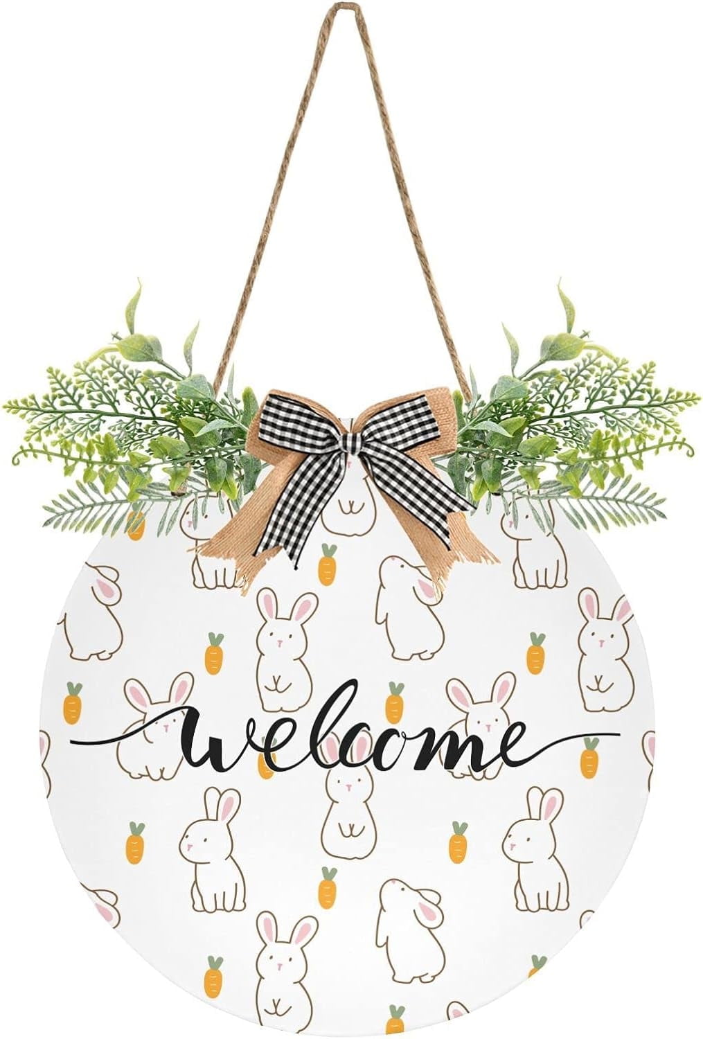 Coolnut Welcome Sign Hanging Plaque Sign Cartoon Rabbit and Carrot ...