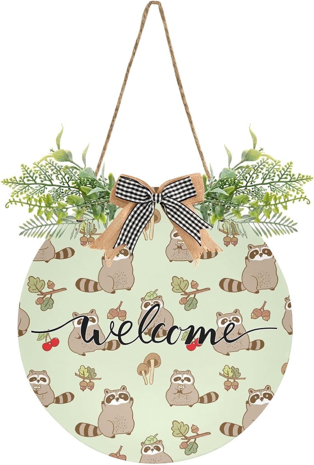 Coolnut Welcome Sign Hanging Plaque Sign Cartoon Raccoon Porch Wall ...
