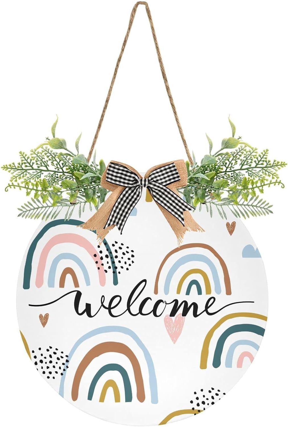 Coolnut Welcome Sign Hanging Plaque Sign Cartoon Rainbow Porch Wall ...