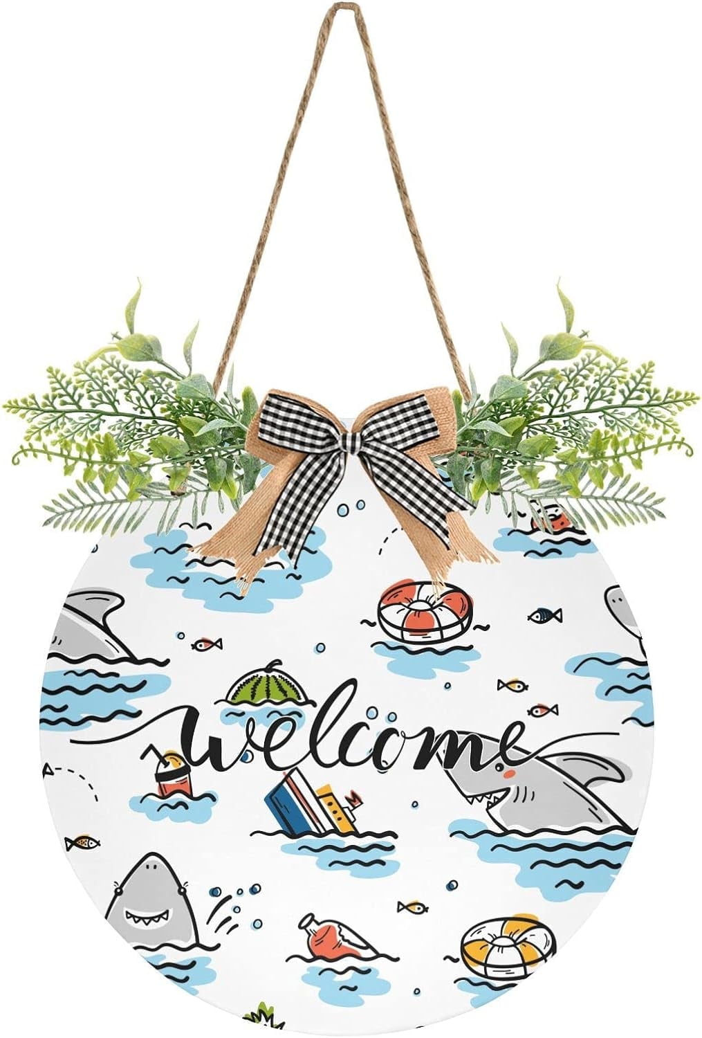 Coolnut Welcome Sign Hanging Plaque Sign Cartoon Sea Animal Porch Wall ...
