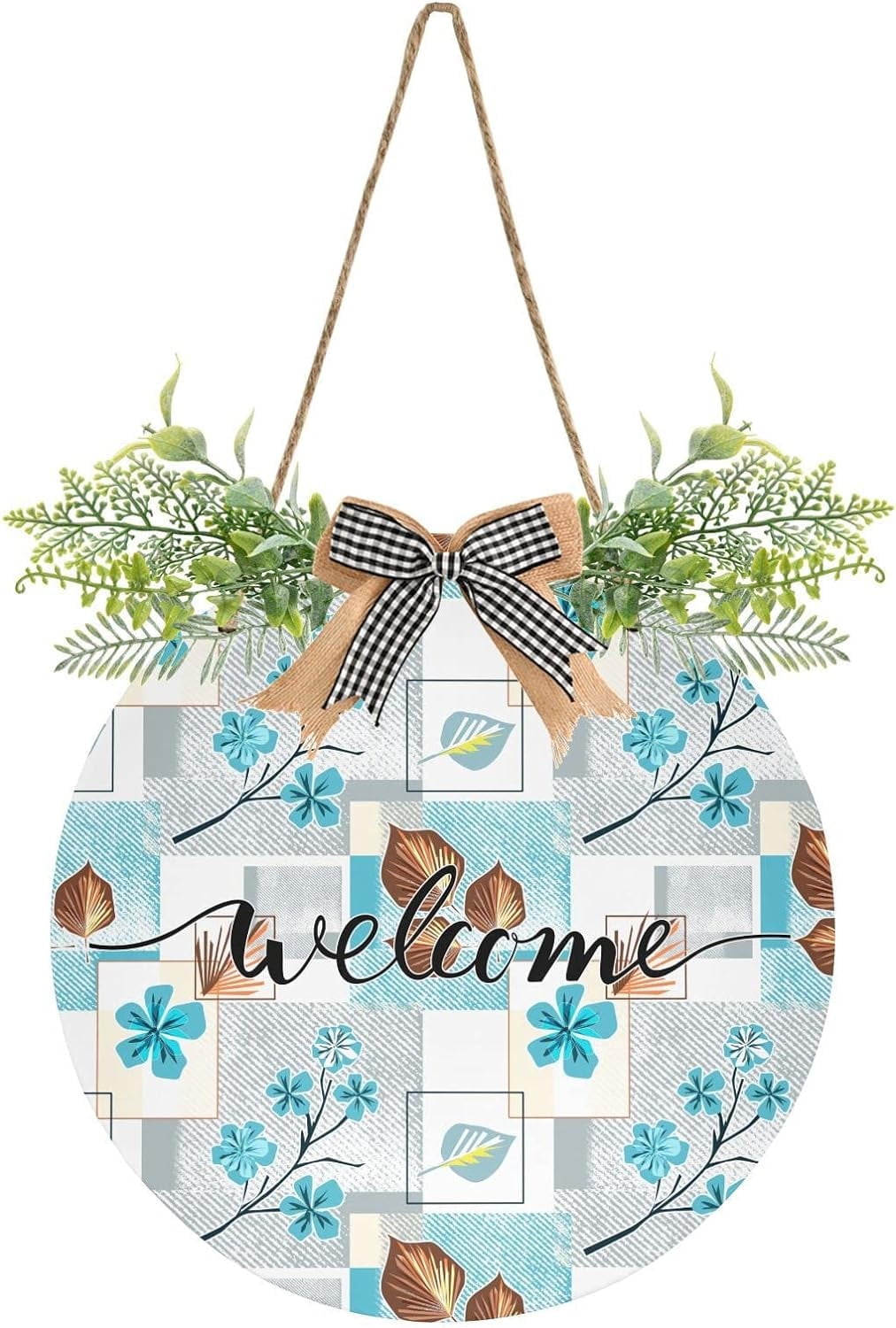 Coolnut Welcome Sign Hanging Plaque Sign Ceramic Tile Floral Leaf Porch ...