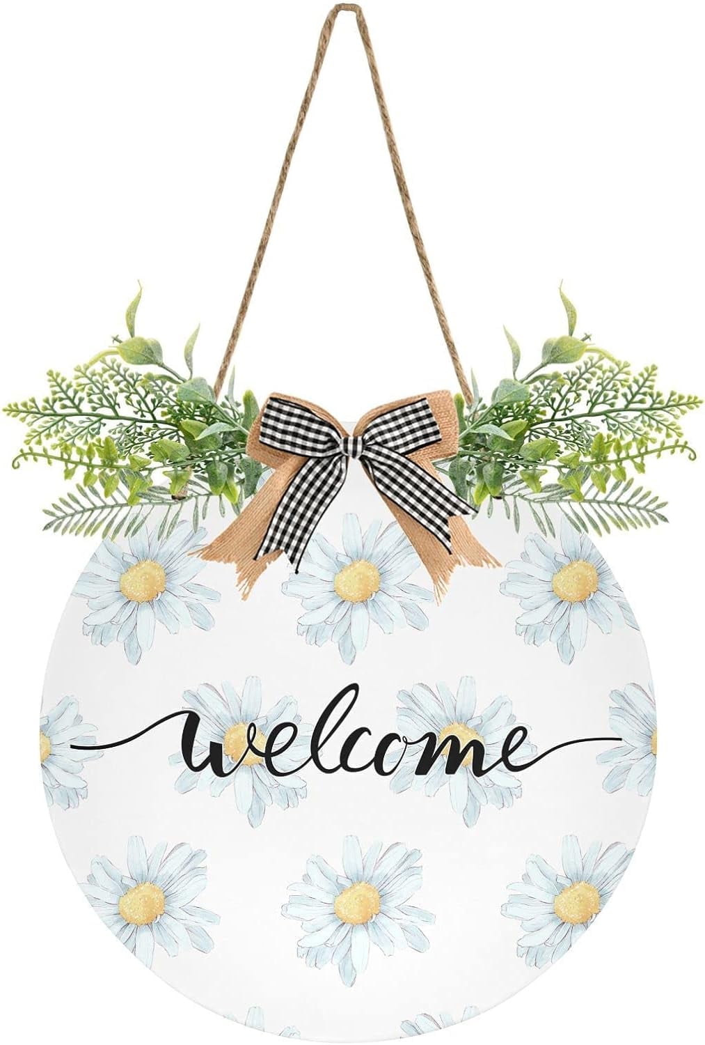 Coolnut Welcome Sign Hanging Plaque Sign Chamomile Pattern Porch Wall ...