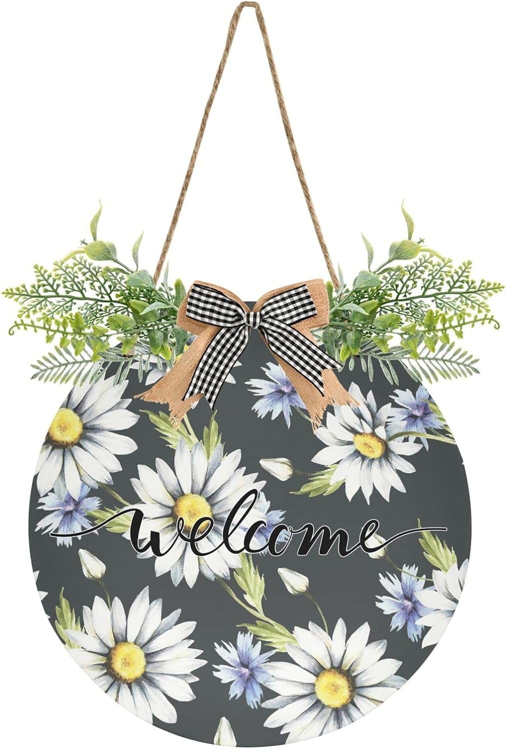 Coolnut Welcome Sign Hanging Plaque Sign Chamomiles White Porch Wall ...