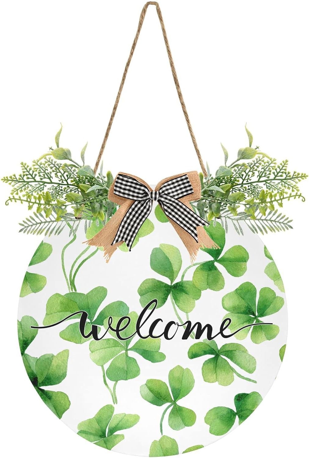Coolnut Welcome Sign Hanging Plaque Sign Clover Leaves Porch Wall Front ...