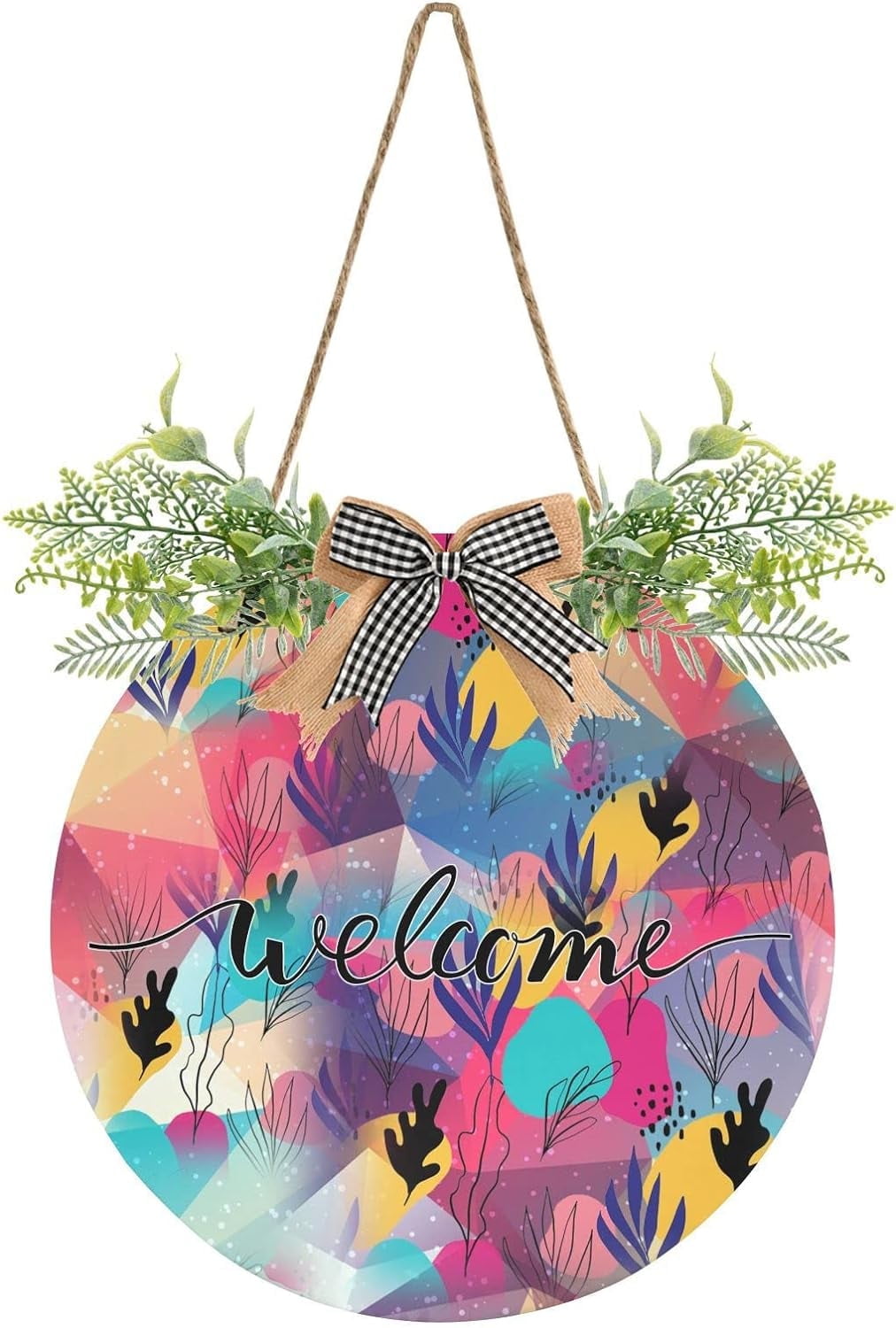 Coolnut Welcome Sign Hanging Plaque Sign Colorful Abstract Pattern ...