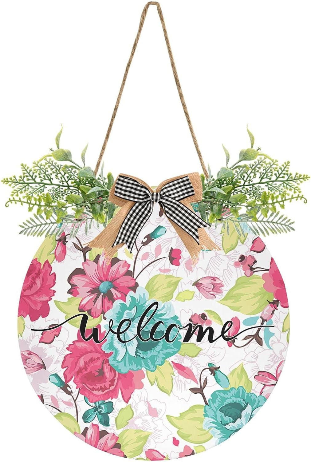Coolnut Welcome Sign Hanging Plaque Sign Colorful Flowers Porch Wall ...