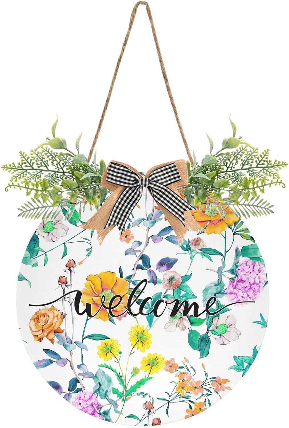 Coolnut Welcome Sign Hanging Plaque Sign Colorful Wildflower Porch Wall ...