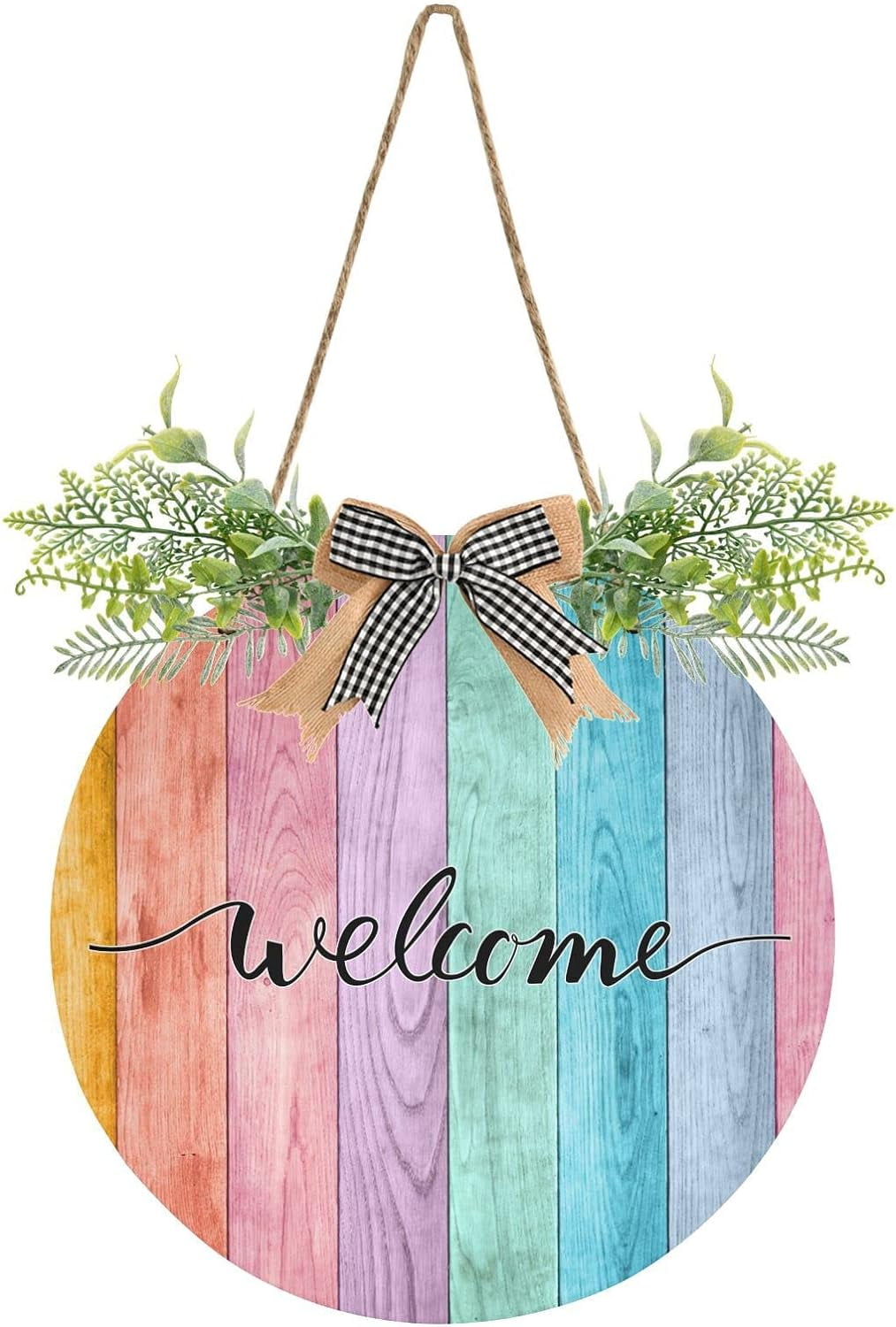 Coolnut Welcome Sign Hanging Plaque Sign Colorful Wooden Pattern Porch ...