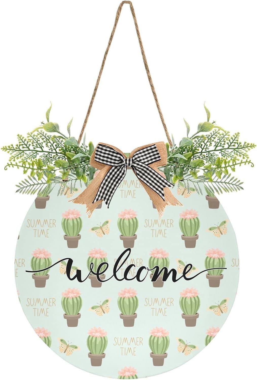 Coolnut Welcome Sign Hanging Plaque Sign Cute Cactus Porch Wall Front ...